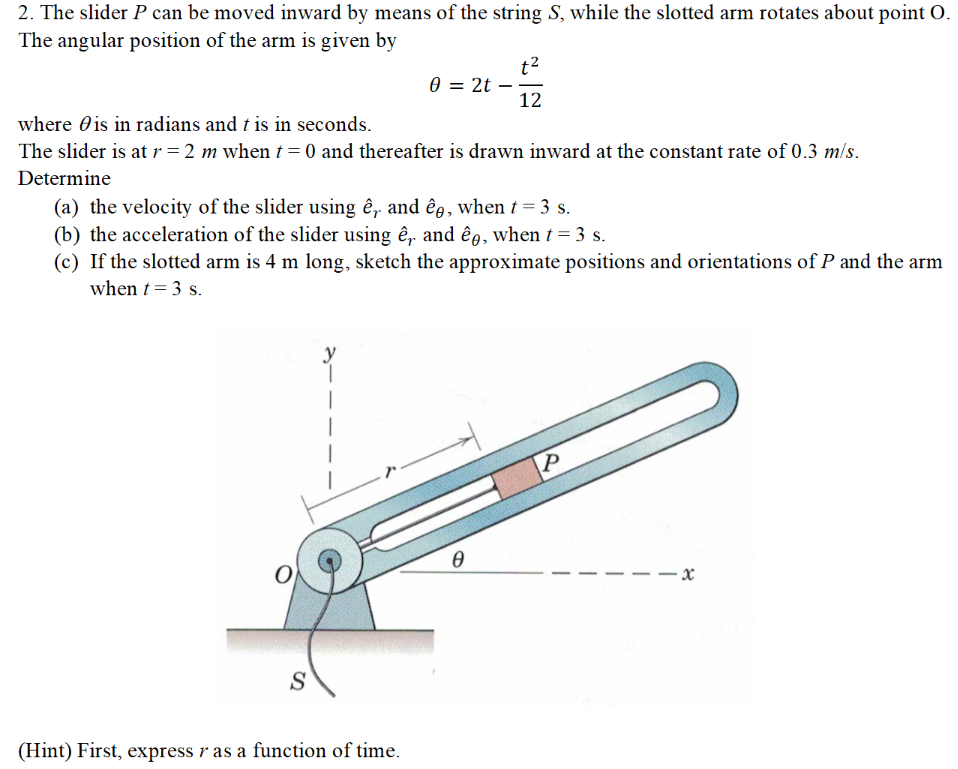Solved The slider P ﻿can be moved inward by means of the | Chegg.com