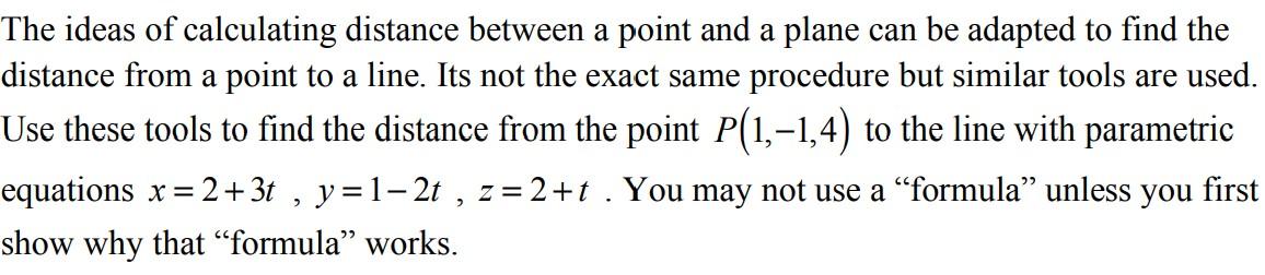 Solved The ideas of calculating distance between a point and | Chegg.com