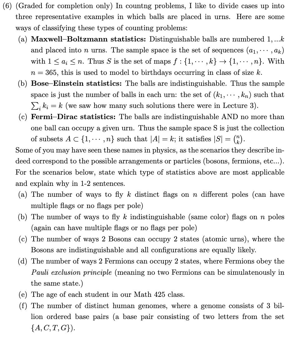 Solved 6) (Graded for completion only) In countng problems, | Chegg.com