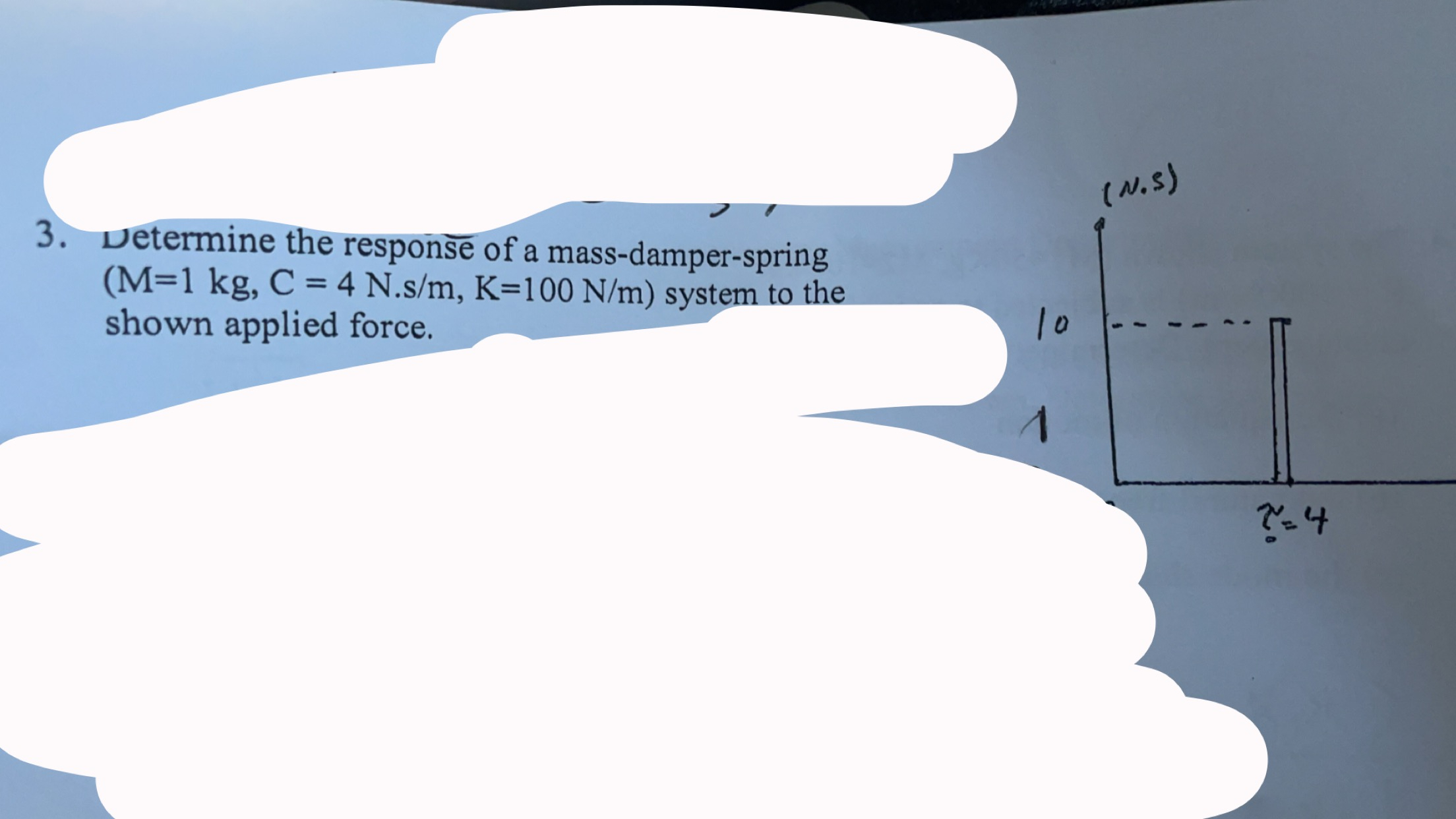 Solved vetermine the response of a mass-damper-spring | Chegg.com