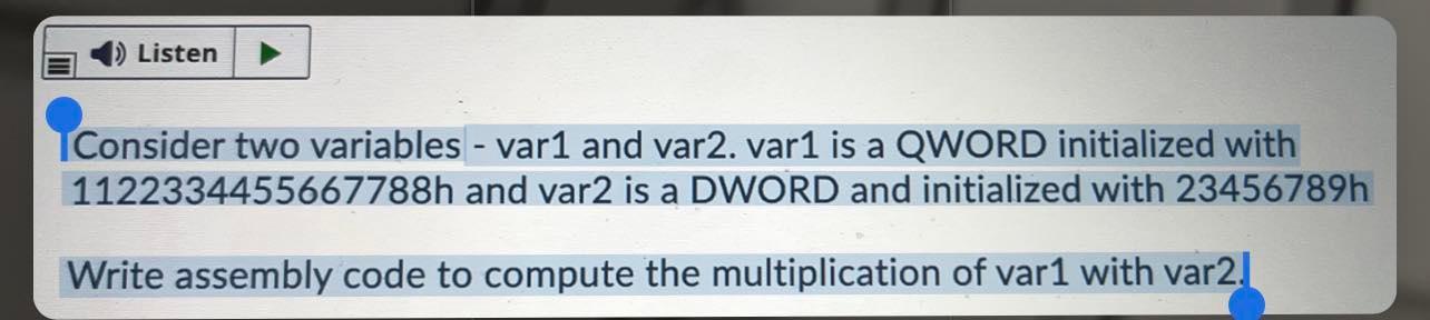 Solved Listen Consider two variables - var1 and var2. var1 | Chegg.com