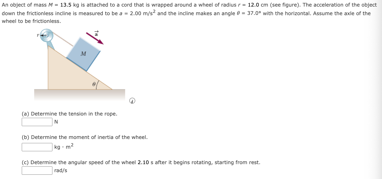 Solved An object of mass M=13.5 kg is attached to a cord | Chegg.com