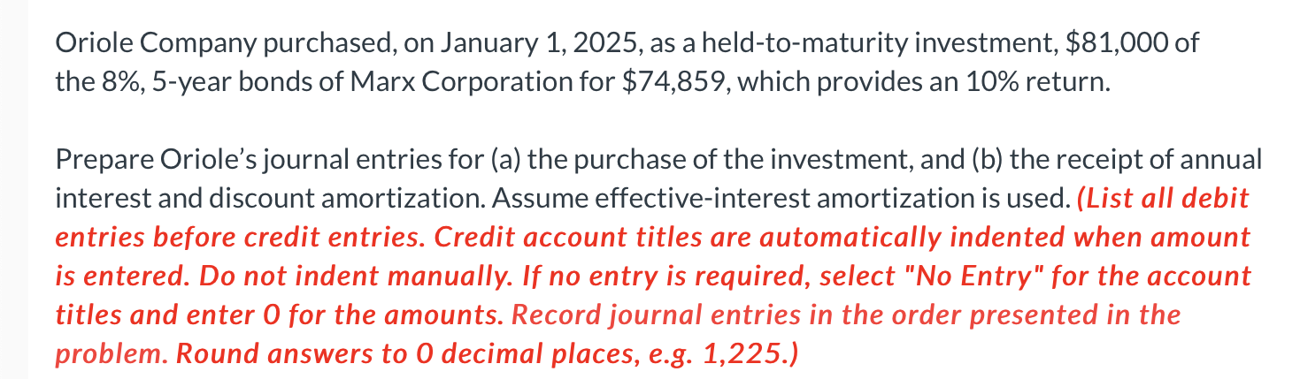 Solved Oriole Company purchased, on January 1,2025 , as a | Chegg.com