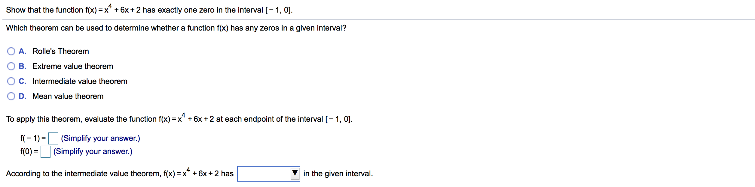 Solved Show that the function f(x)=x4+6x+2 has exactly | Chegg.com