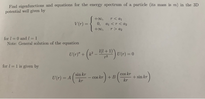 Solved Find eigenfunctions and equations for the energy | Chegg.com