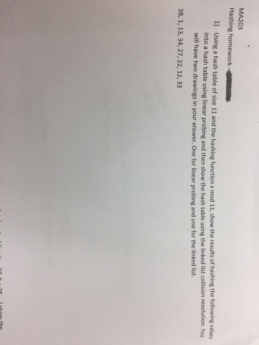 Solved Using a hash table of size 11 and the hashing | Chegg.com