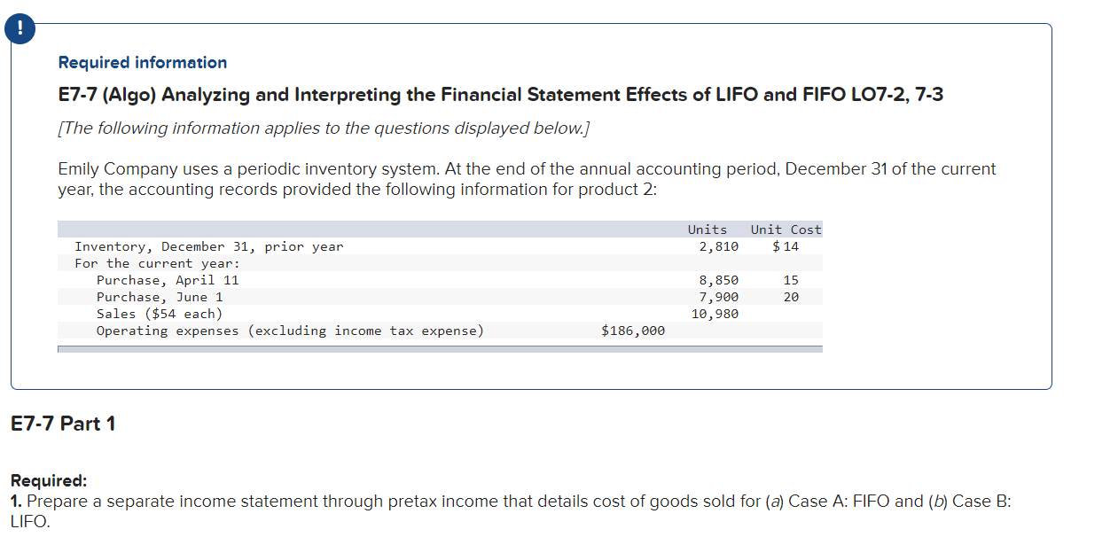 Solved ! Required information E7-7 (Algo) Analyzing and | Chegg.com