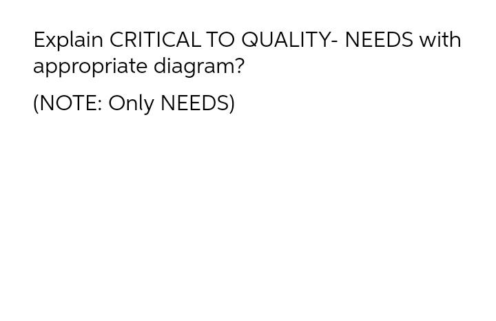 Solved Explain CRITICAL TO QUALITY- NEEDS with appropriate | Chegg.com