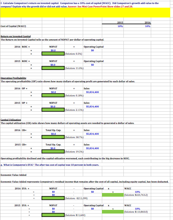 d. What is Computron's net operating profit after | Chegg.com