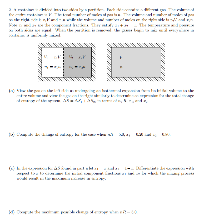 Solved A container is divided into two sides by a partition. | Chegg.com