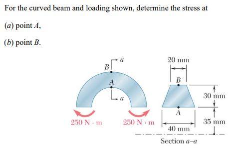 Solved For the curved beam and loading shown, determine the | Chegg.com