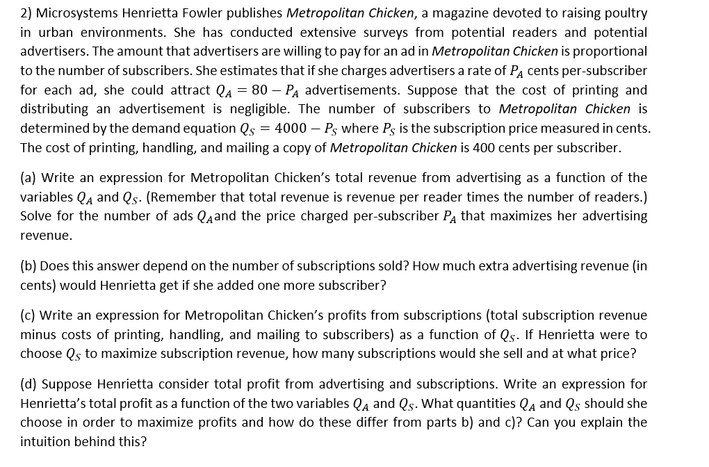 Solved 2) Microsystems Henrietta Fowler publishes | Chegg.com
