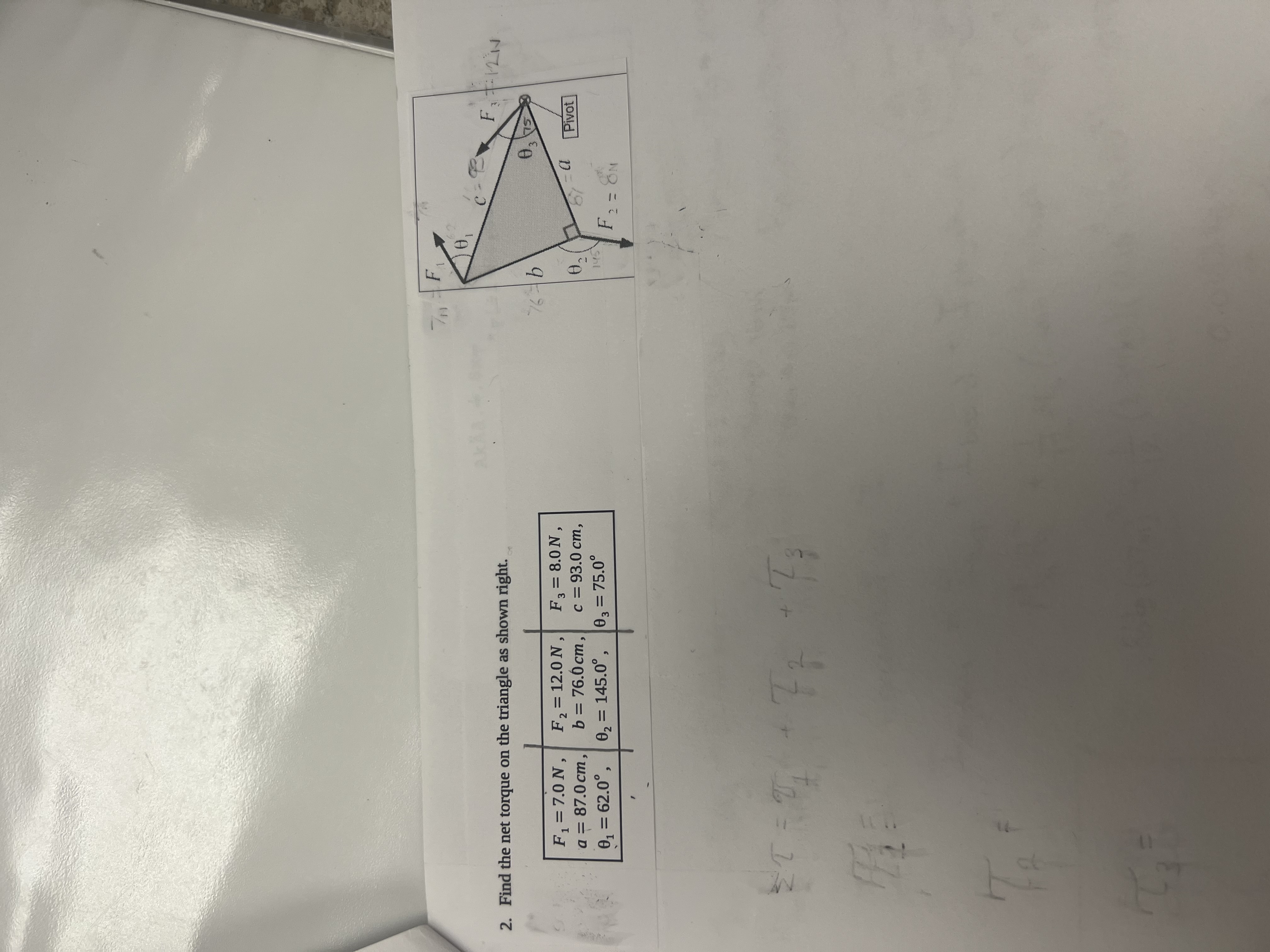 2. Find the net torque on the triangle as shown | Chegg.com