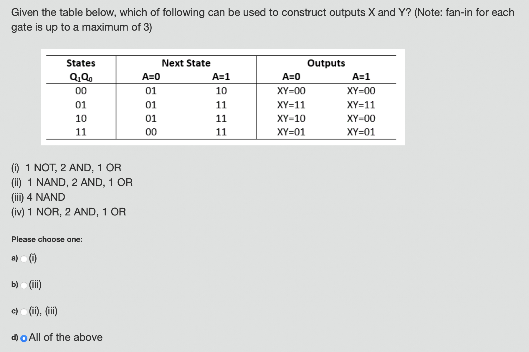 Solved Given the table below, which of following can be used | Chegg.com