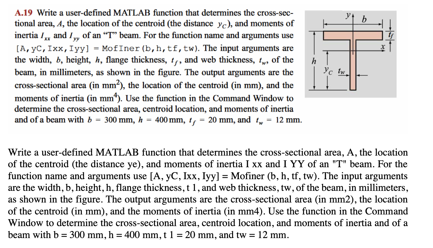 Solved A.19 Write a user-defined MATLAB function that | Chegg.com