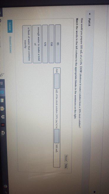 Solved Part A How would you prepare 500 mL of a 5.0% D5W | Chegg.com