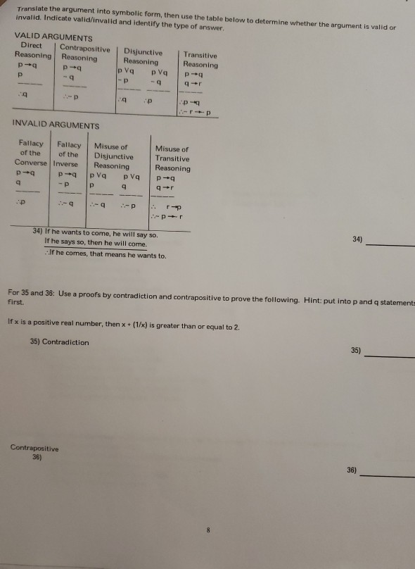 Solved Translate the argument into symbolic form, then use | Chegg.com