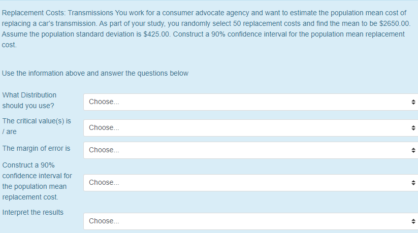 Solved Replacement Costs: Transmissions you work for a | Chegg.com