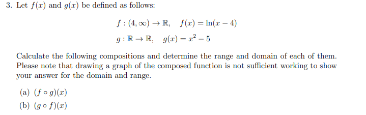Solved 3. Let f(x) and g(x) be defined as follows: | Chegg.com