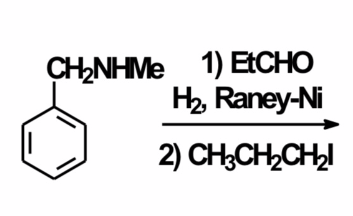 Solved CH2NHMe 1) EUCHO H2, Raney-Ni 2) CH3CH2CH2I | Chegg.com