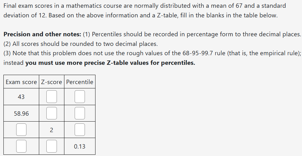 Solved Final exam scores in a mathematics course are | Chegg.com