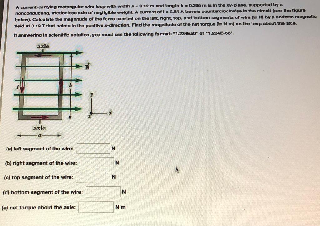 Solved A current-carrying rectangular wire loop with width a | Chegg.com