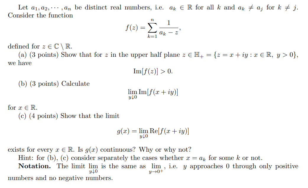 Solved Let a1,a2,⋯,an be distinct real numbers, i.e. ak∈R | Chegg.com