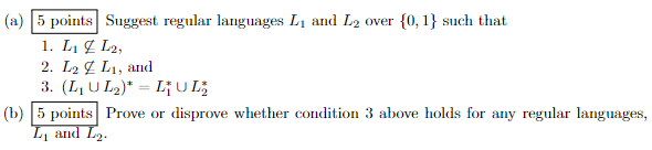 Solved (a) Suggest regular languages L1 and L2 over {0,1} | Chegg.com