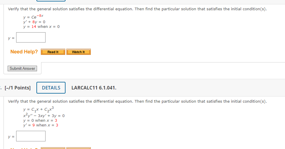 Solved Verify that the general solution satisfies the | Chegg.com