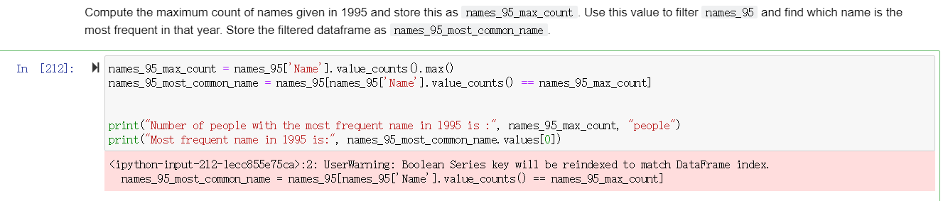 Solved Compute the maximum count of names given in 1995 and | Chegg.com