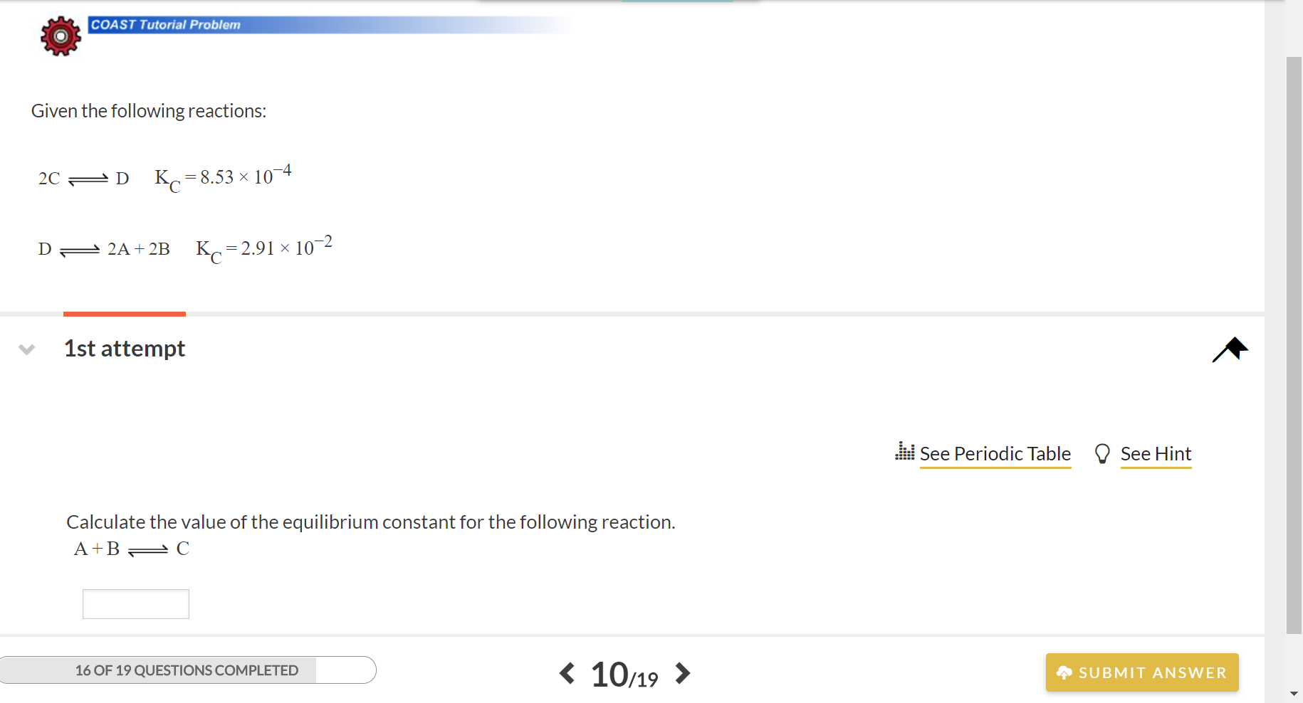 Solved COAST Tutorial Problem O Given the following | Chegg.com