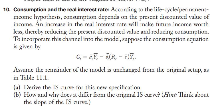 Solved Consumption and the real interest rate: According to | Chegg.com