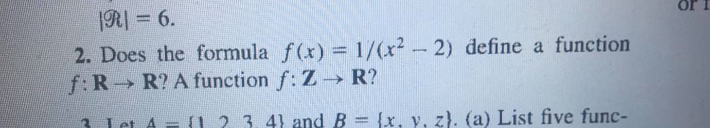 Solved Rl-6. 2. Does the formula f(x) 1/(r? -2) define a | Chegg.com