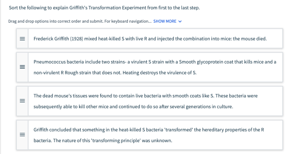 Solved Sort the following to explain Griffith's | Chegg.com