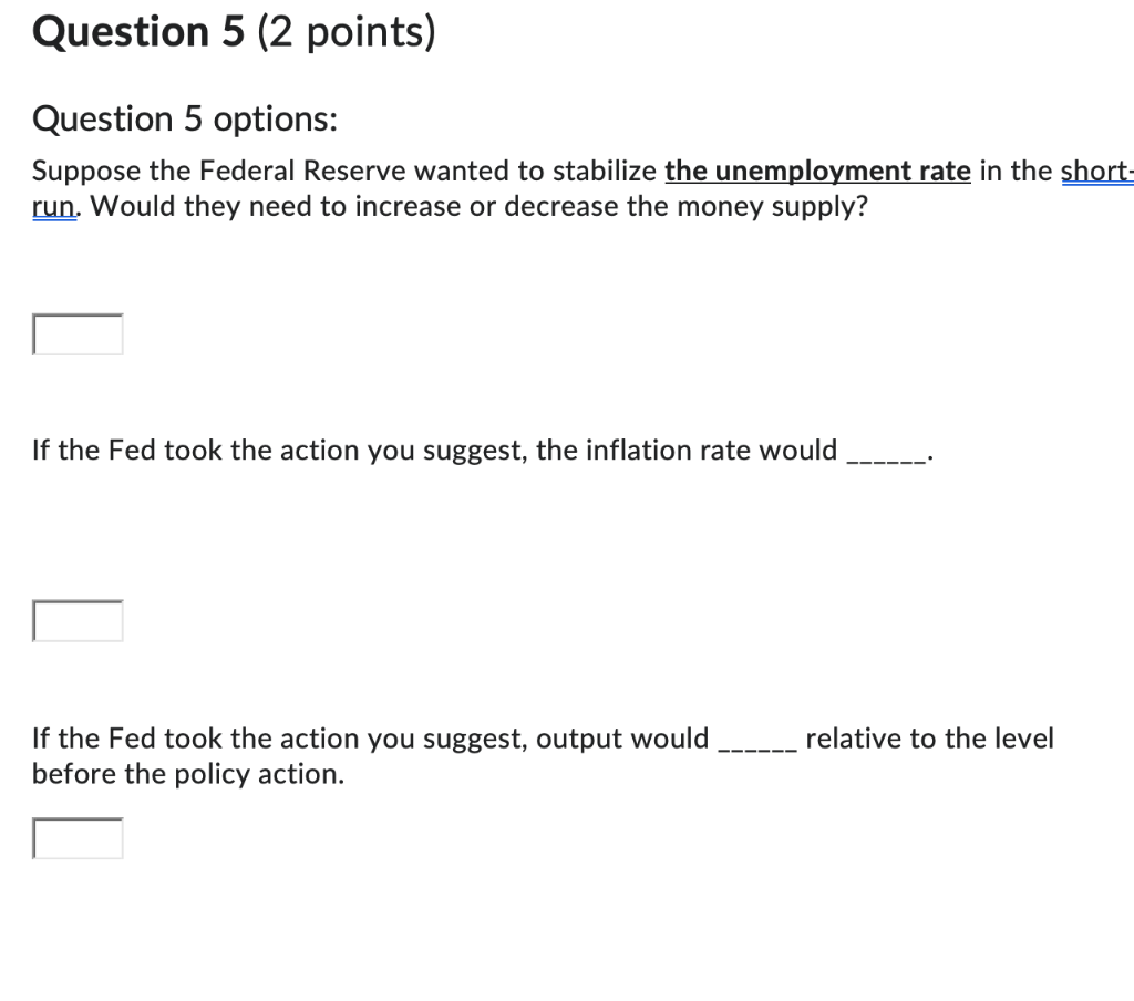Solved Question 5 options: Suppose the Federal Reserve | Chegg.com