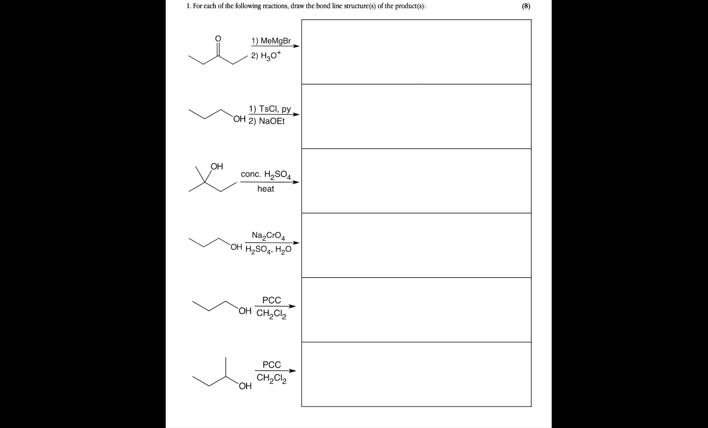 Solved 1. For each of the following reactions, draw the bond | Chegg.com