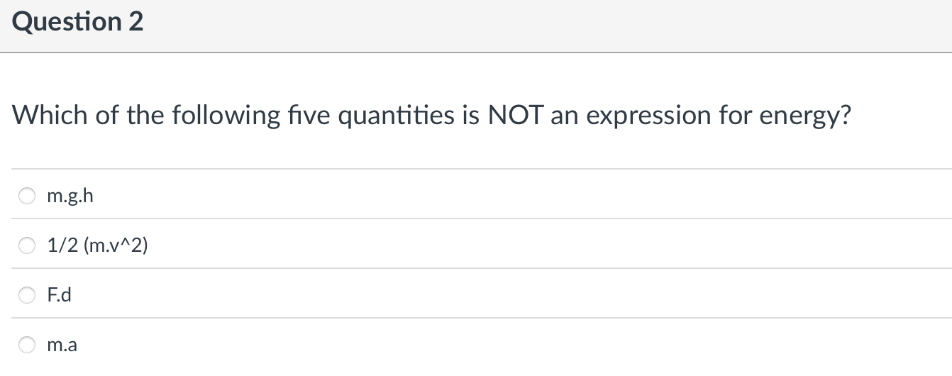 Solved Question 2Which of the following five quantities is | Chegg.com