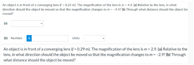 Solved An object is in front of a converging lens (f=0.25m). | Chegg.com