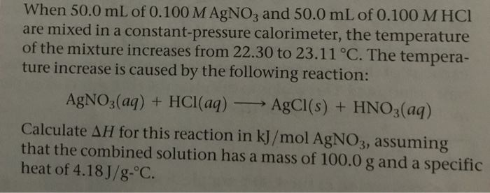 Solved When 50.0 mL of 0.100 M AgNO3 and 50.0 mL of 0.100 M | Chegg.com
