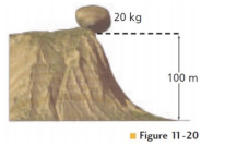 Solved A 20 kg rock is on the edge of a 100 m cliff, as | Chegg.com