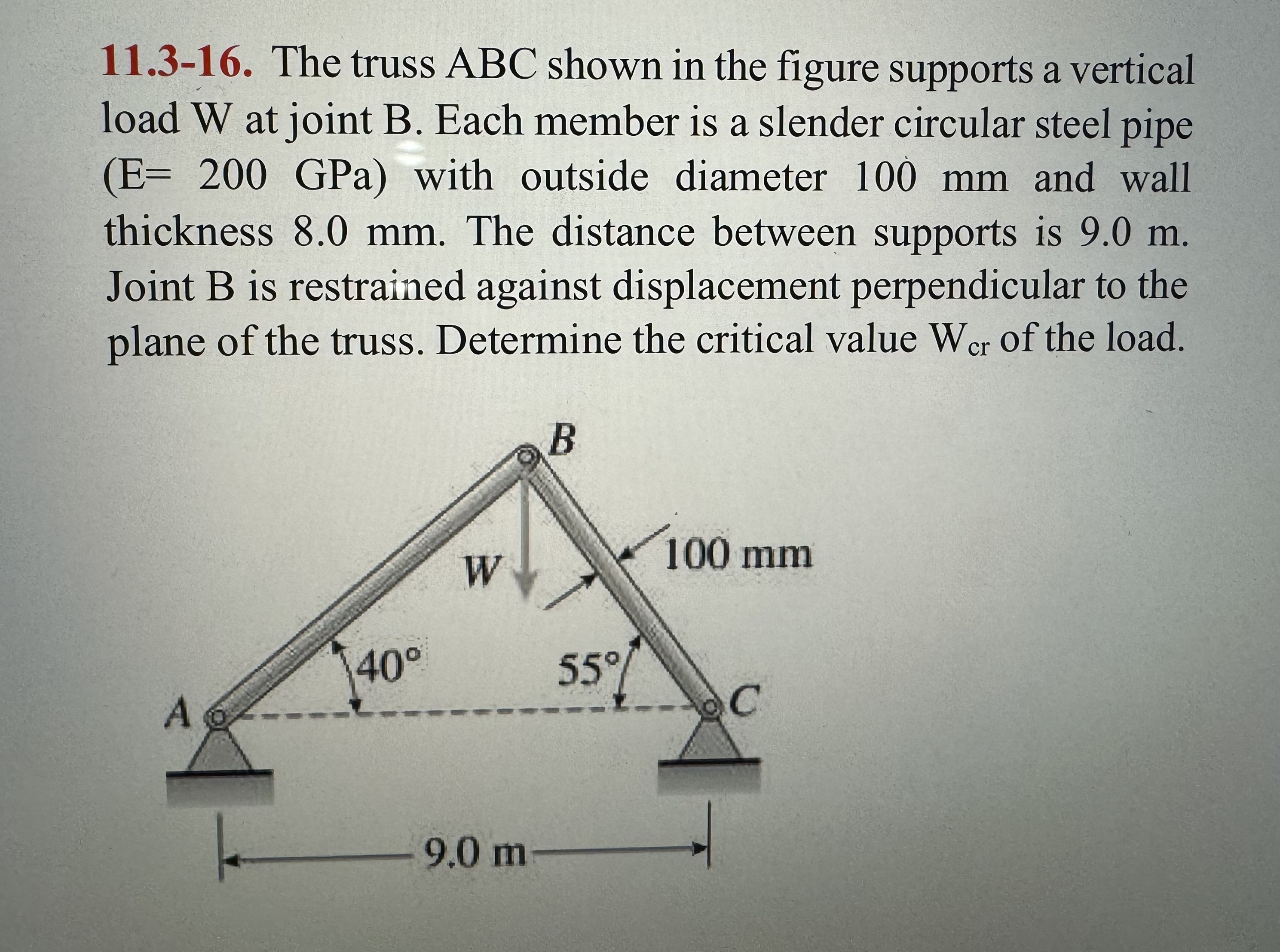 Solved by an EXPERT 11.3-16. ﻿The truss \( ﻿A B C \) ﻿shown in the ...