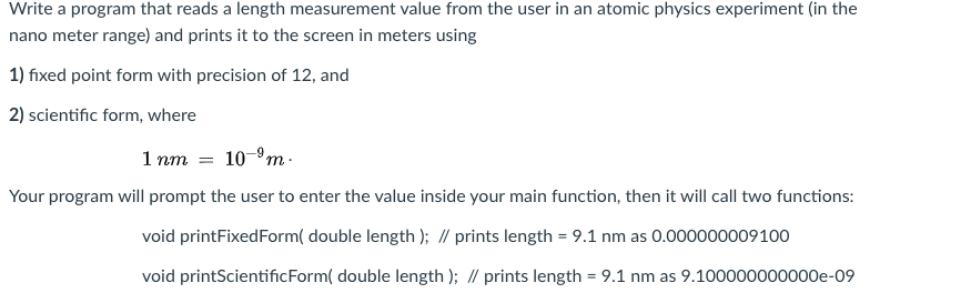 Solved Write a program that reads a length measurement value | Chegg.com