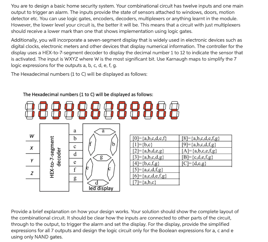 Solved You are to design a basic home security system. Your | Chegg.com