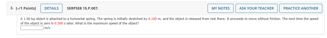 Solved of the object is zero is 0.500 s later. What is the | Chegg.com
