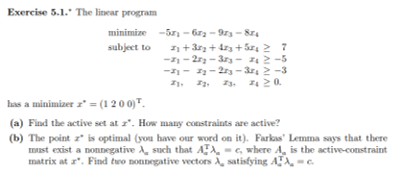 Solved Exercise 5.1." The lincar program minimize | Chegg.com