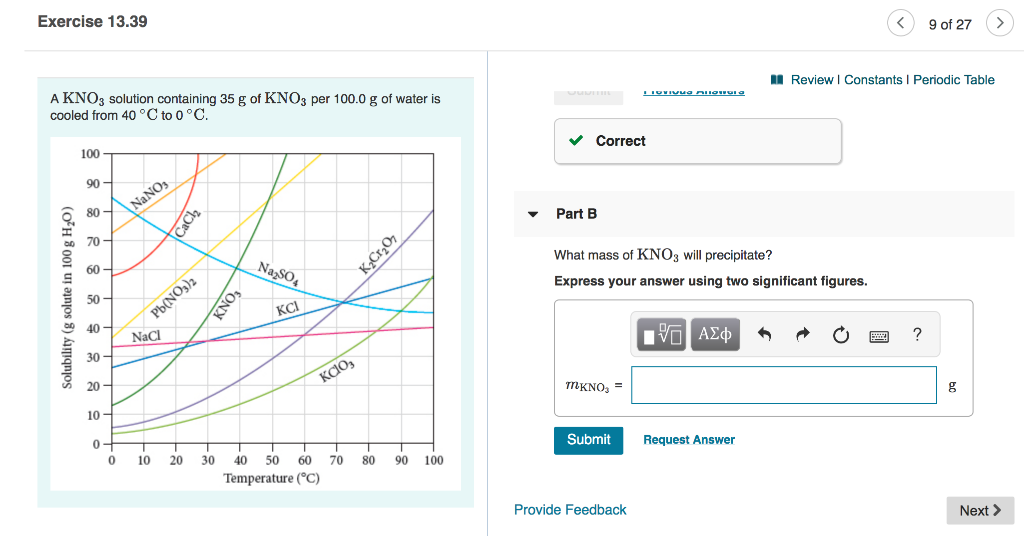 Solved What mass of KNO3 will precipitate? Express your | Chegg.com
