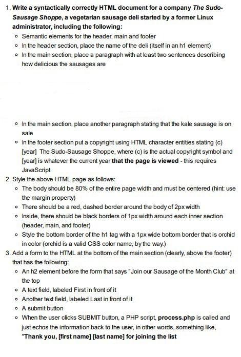Solved 1. Write a syntactically correctly HTML document for | Chegg.com