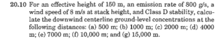 Solved 20.10For an effective height of 160 m, an emission | Chegg.com