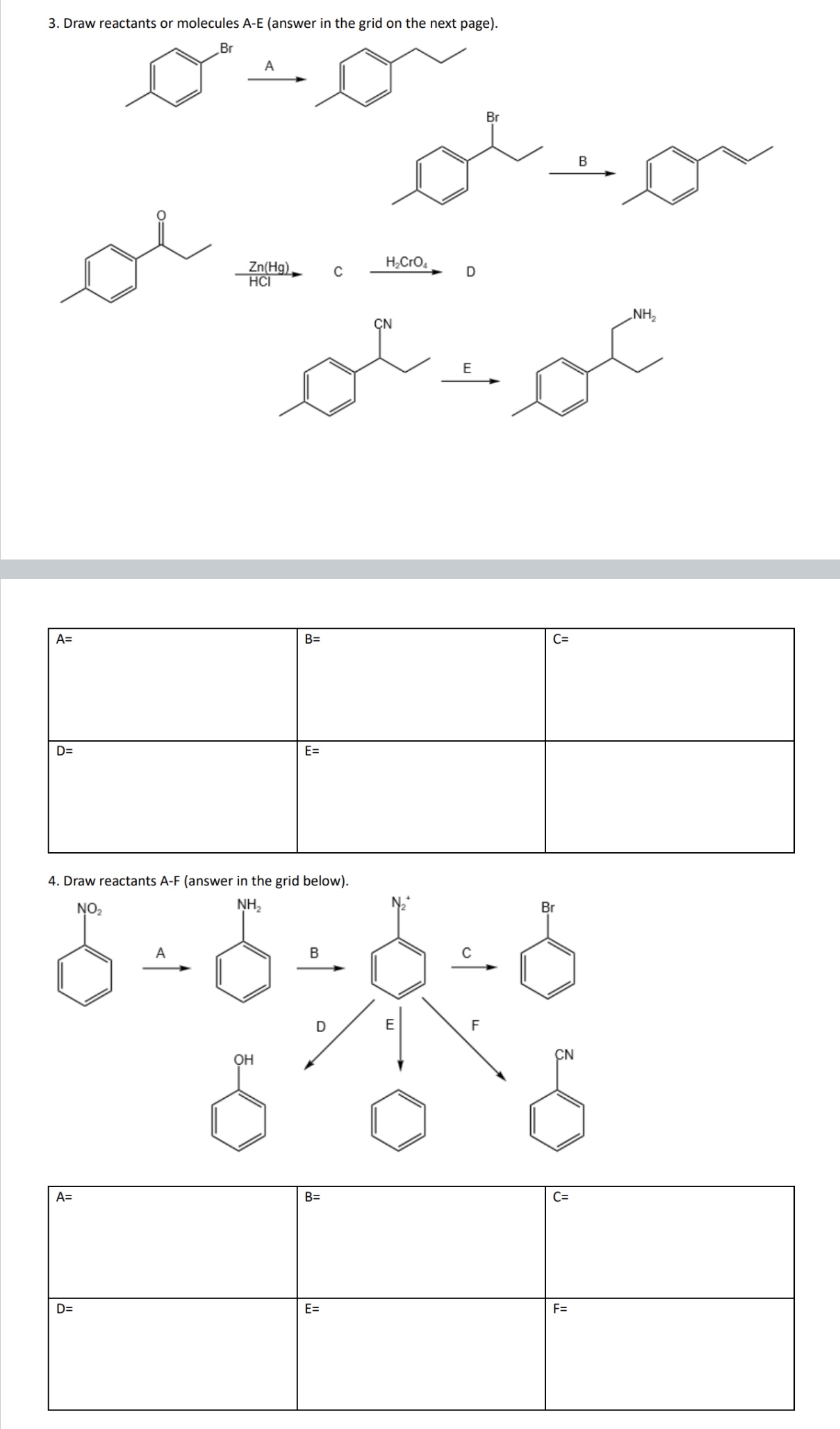 Solved 3. Draw reactants or molecules A-E (answer in the | Chegg.com