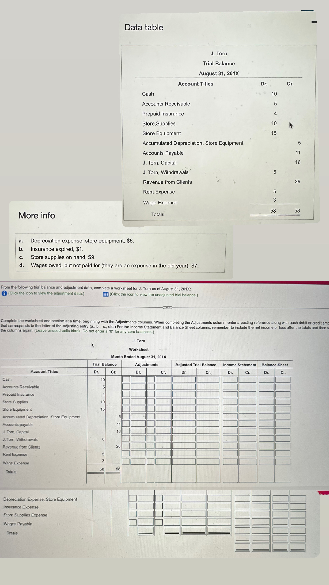 Solved Data table More info a. Depreciation expense, store | Chegg.com
